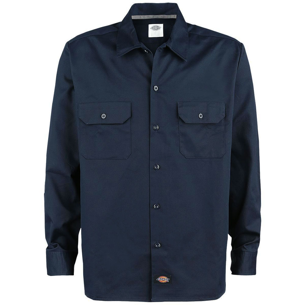 Dickies Long Sleeve Slim Work Shirt Dark Navy Fun Sport Vision